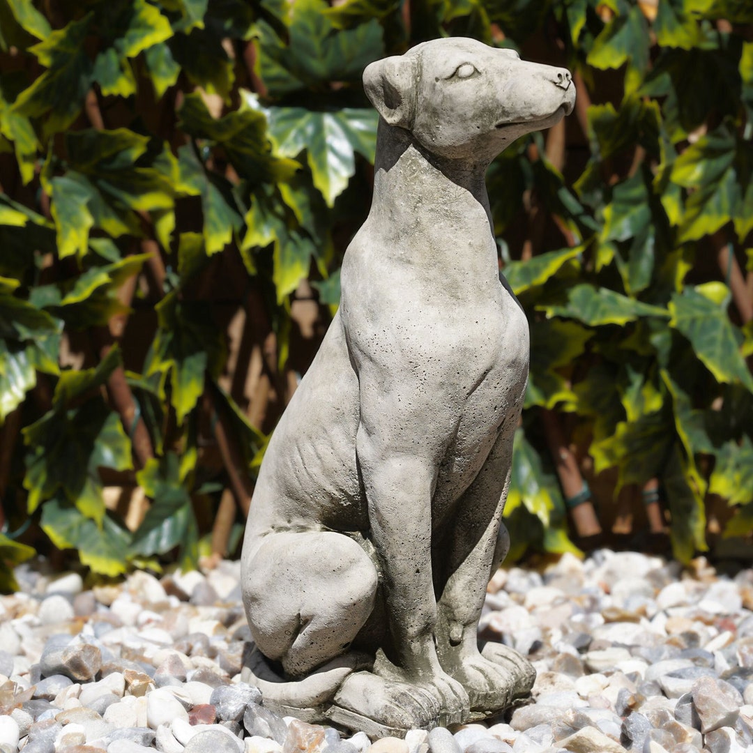 Sitting Puppy Dog Stone Statue | Animal Pup Garden Outdoor Ornament ...