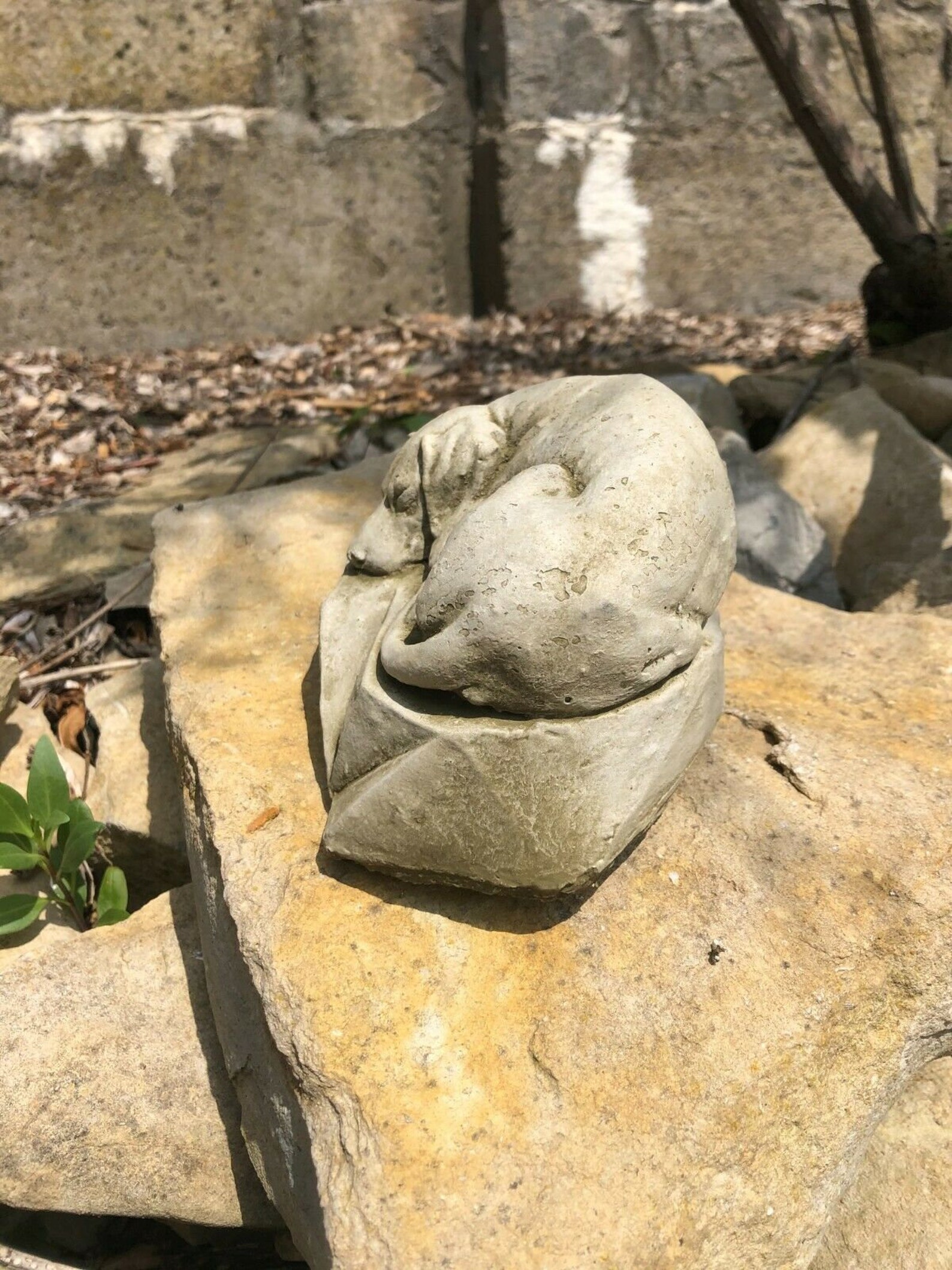 Sleeping Dog Statue Reconstituted Stone Animal Puppy - Etsy
