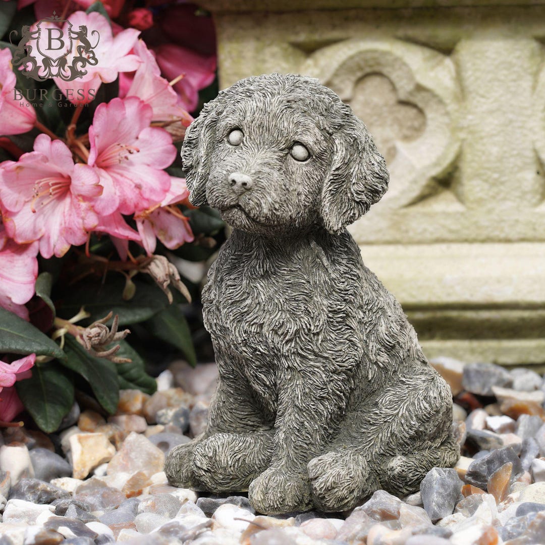 Cockapoo Puppy Dog Stone Statue | Animal Garden Outdoor Ornament ...