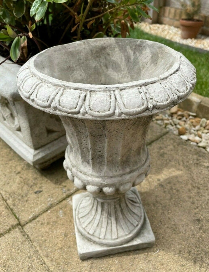 Fluted Stone Urn Garden Statue Outdoor Ancient Classical - Etsy