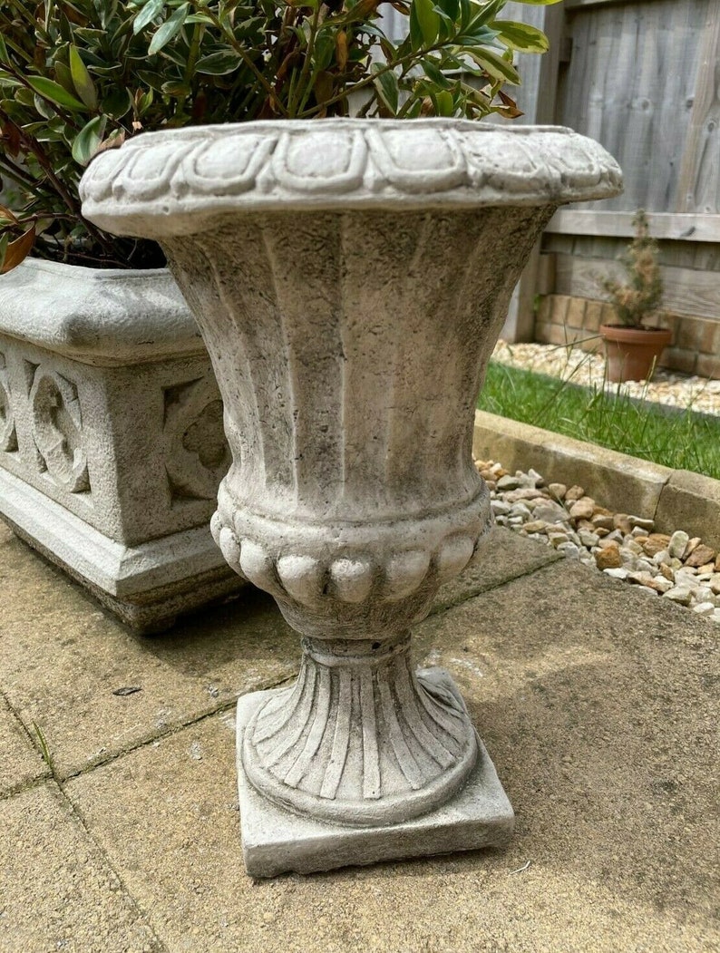 Fluted Stone Urn Garden Statue Outdoor Ancient Classical - Etsy