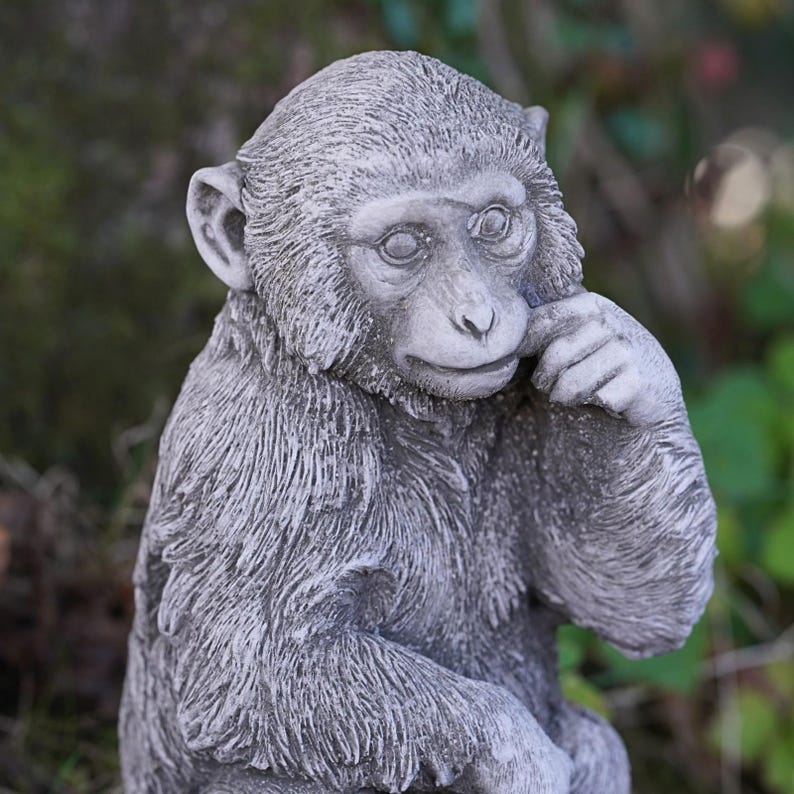 Monkey Stone Statue Outdoor Garden Ornament British Ape Gorilla ...