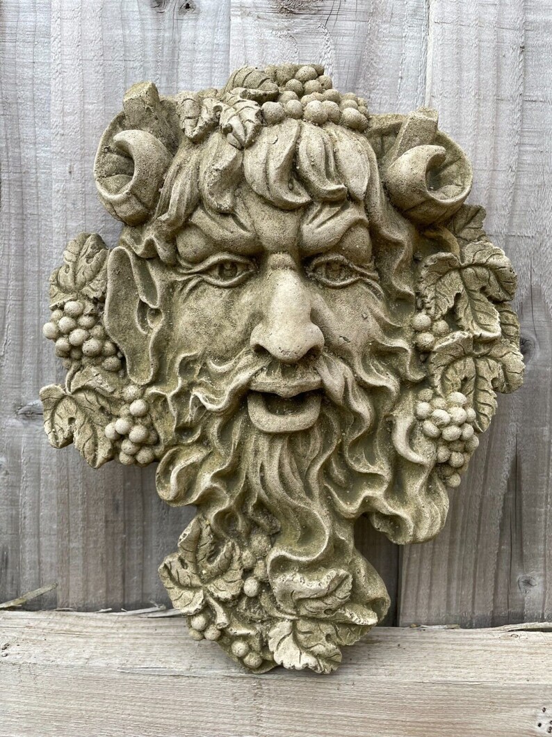Bacchus Greenman Stone Plaque Garden Outdoor Home Statue - Etsy