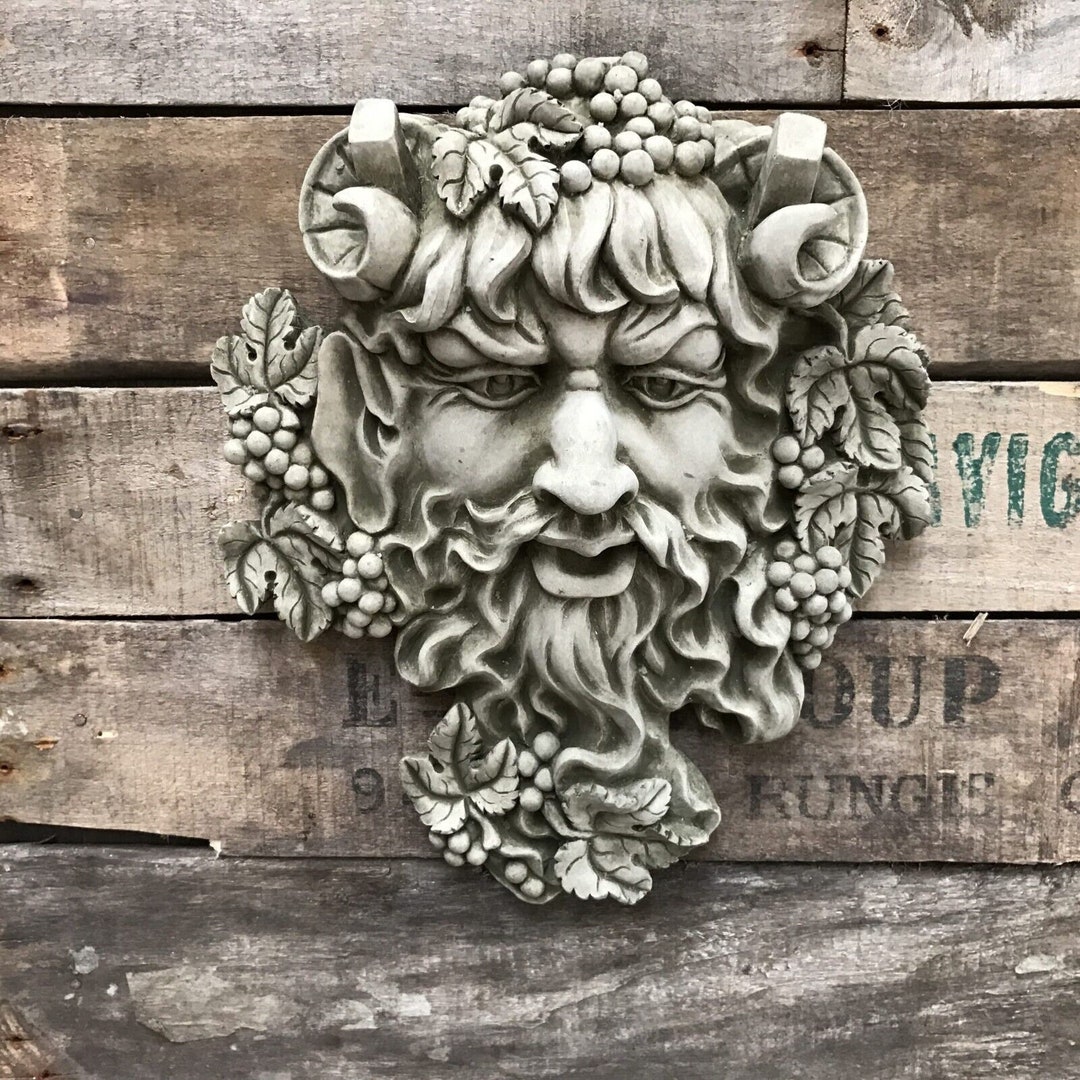 Bacchus Greenman Stone Plaque Garden Outdoor Home Statue Decoration ...
