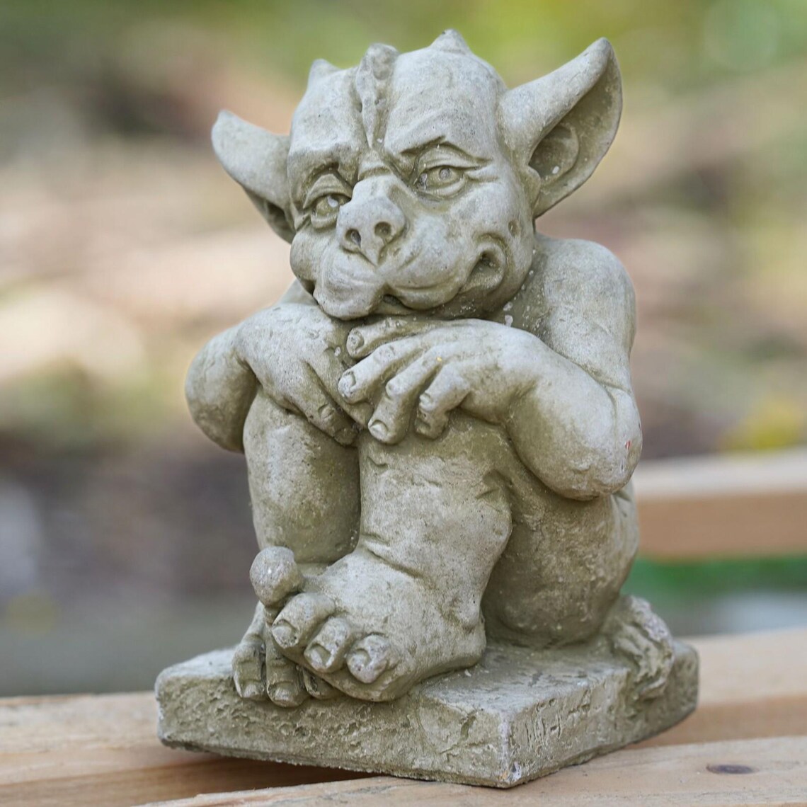 Watchful Gargoyle Stone Statue Gremlin Sprite Outdoor Garden Ornament ...
