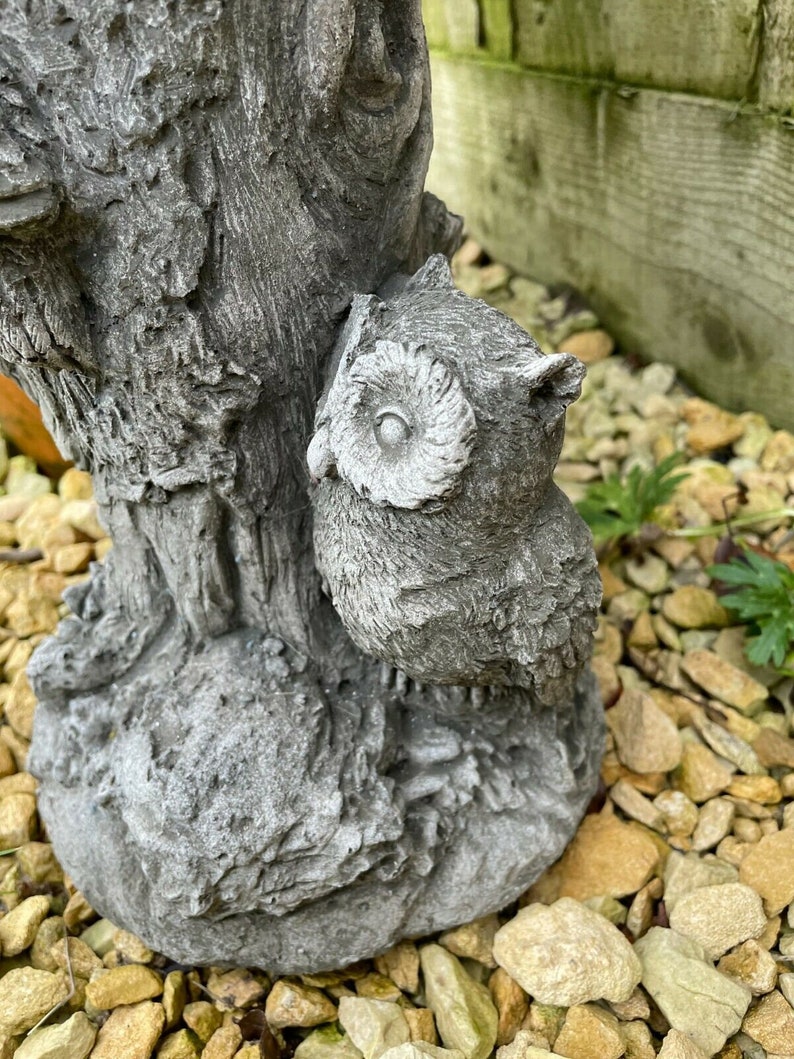 Barn Owl Bird Bath Stone Statue Outdoor Vintage Feeder | Etsy