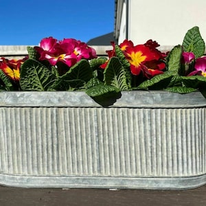 Galvanised Zinc Ribbed Metal 49cm Pot Planter | Garden Flower Plant ...