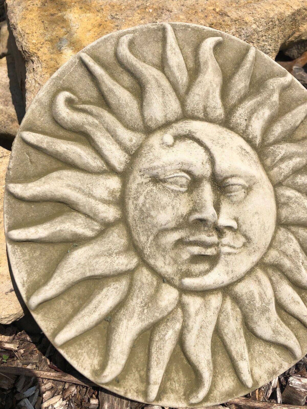 Sun + Moon Stone Hanging Plaque | Mediterranean Outdoor Statue Garden ...