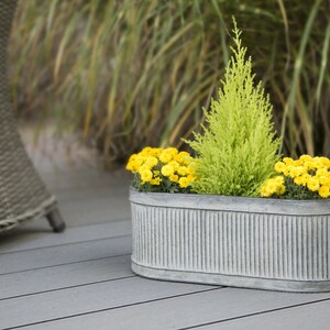 Set of 3 OR Single Galvanised Zinc Ribbed Metal Pots Planters | Round ...