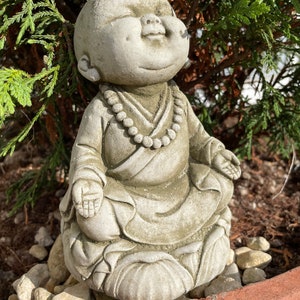 Zen Monk Stone Statue Outdoor Garden Buddha Reconstituted Oriental ...