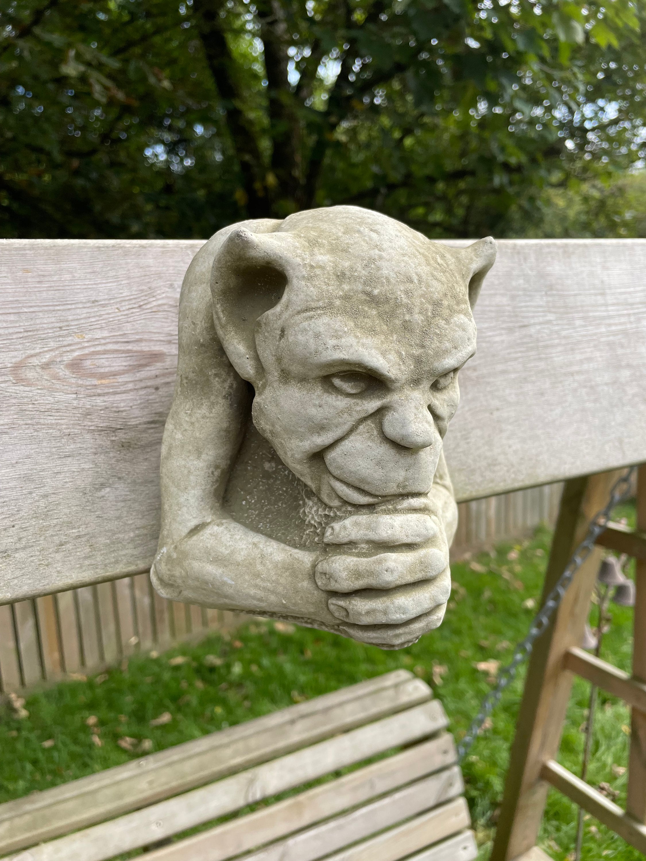 Hanging Gargoyle Stone Statue |gremlin Sprite Outdoor Decoration Garden ...