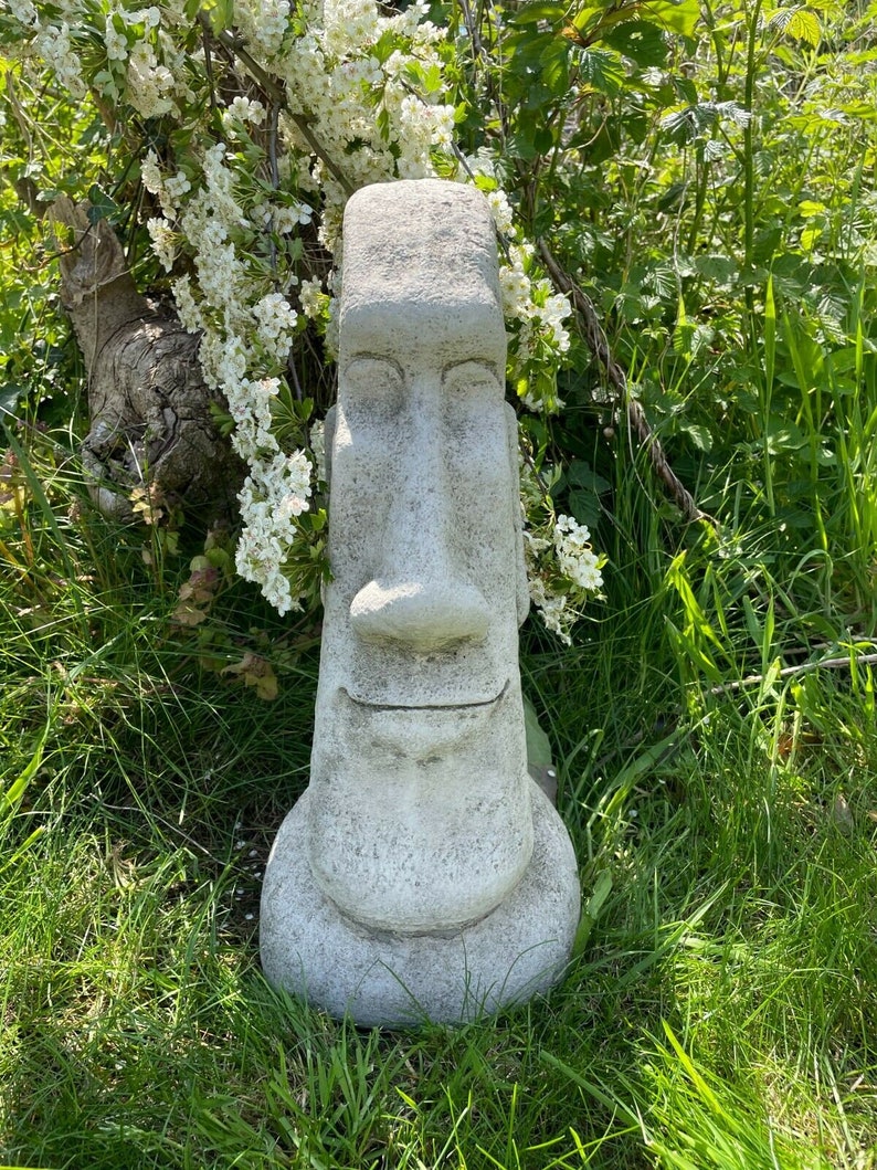 Easter Island Moai Head Bust Stone Statue |reconstituted Garden Outdoor ...