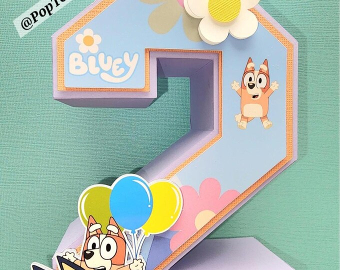 3D NUMBER BLUEY INSPIRED Birthday Party Decorations7 Inches Height - Etsy