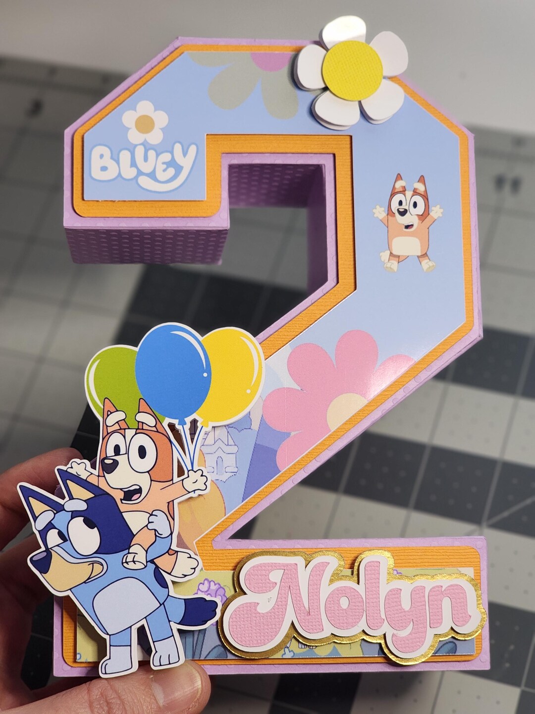 3D NUMBER BLUEY INSPIRED Birthday Party Decorations("7 Inches Height ...