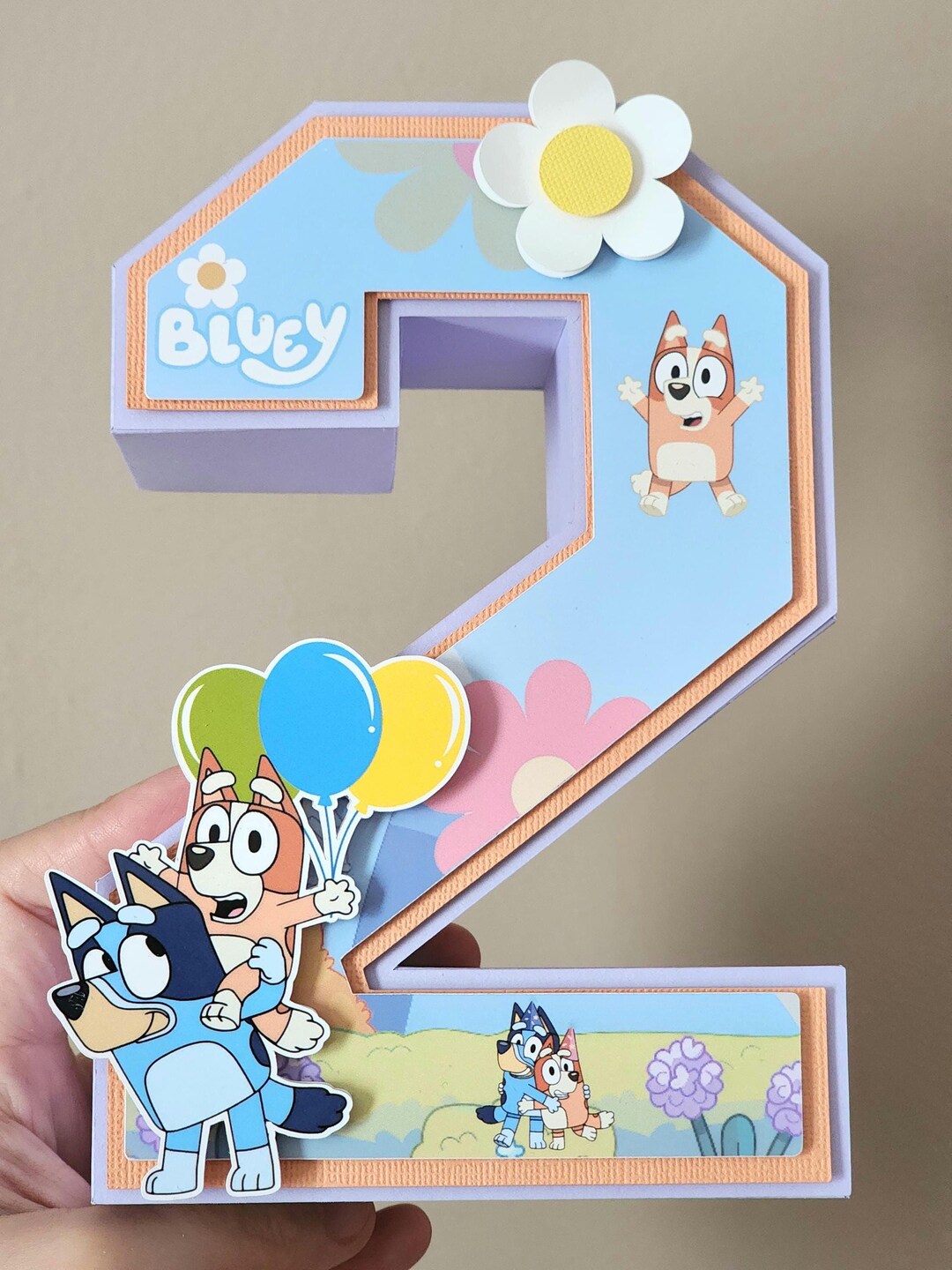 3D NUMBER BLUEY INSPIRED Birthday Party Decorations7 Inches Height - Etsy
