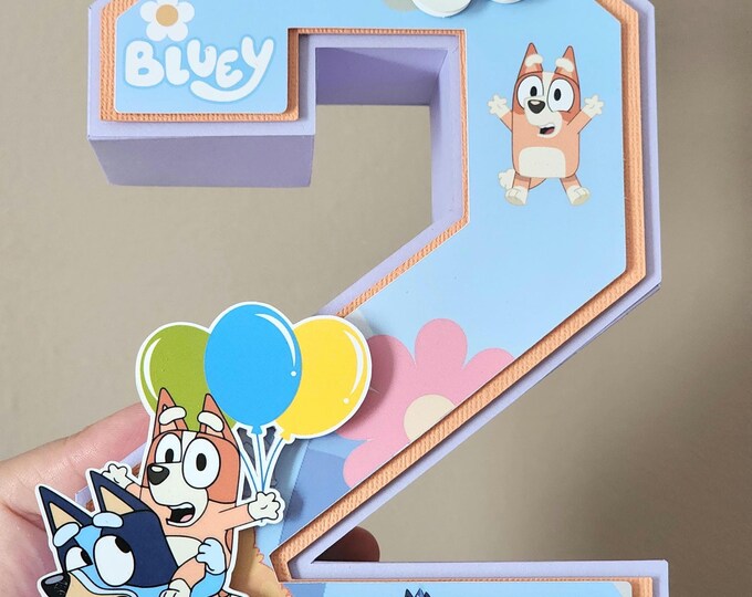 3D NUMBER BLUEY INSPIRED Birthday Party Decorations7 Inches Height - Etsy