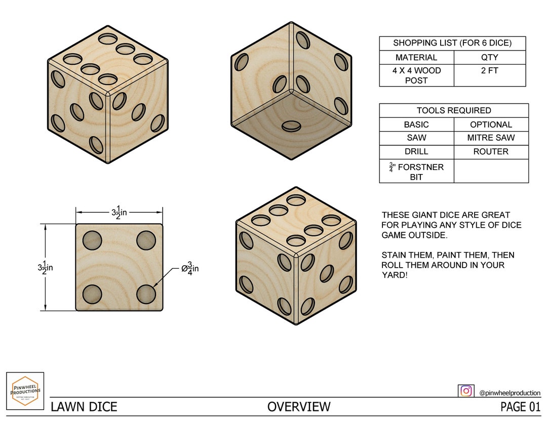 DIY Lawn Dice Build Plans - Giant Dice, Wood Dice - PDF Plans - Etsy