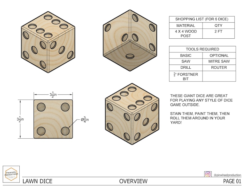 DIY Lawn Dice Build Plans Giant Dice Wood Dice PDF Plans | Etsy