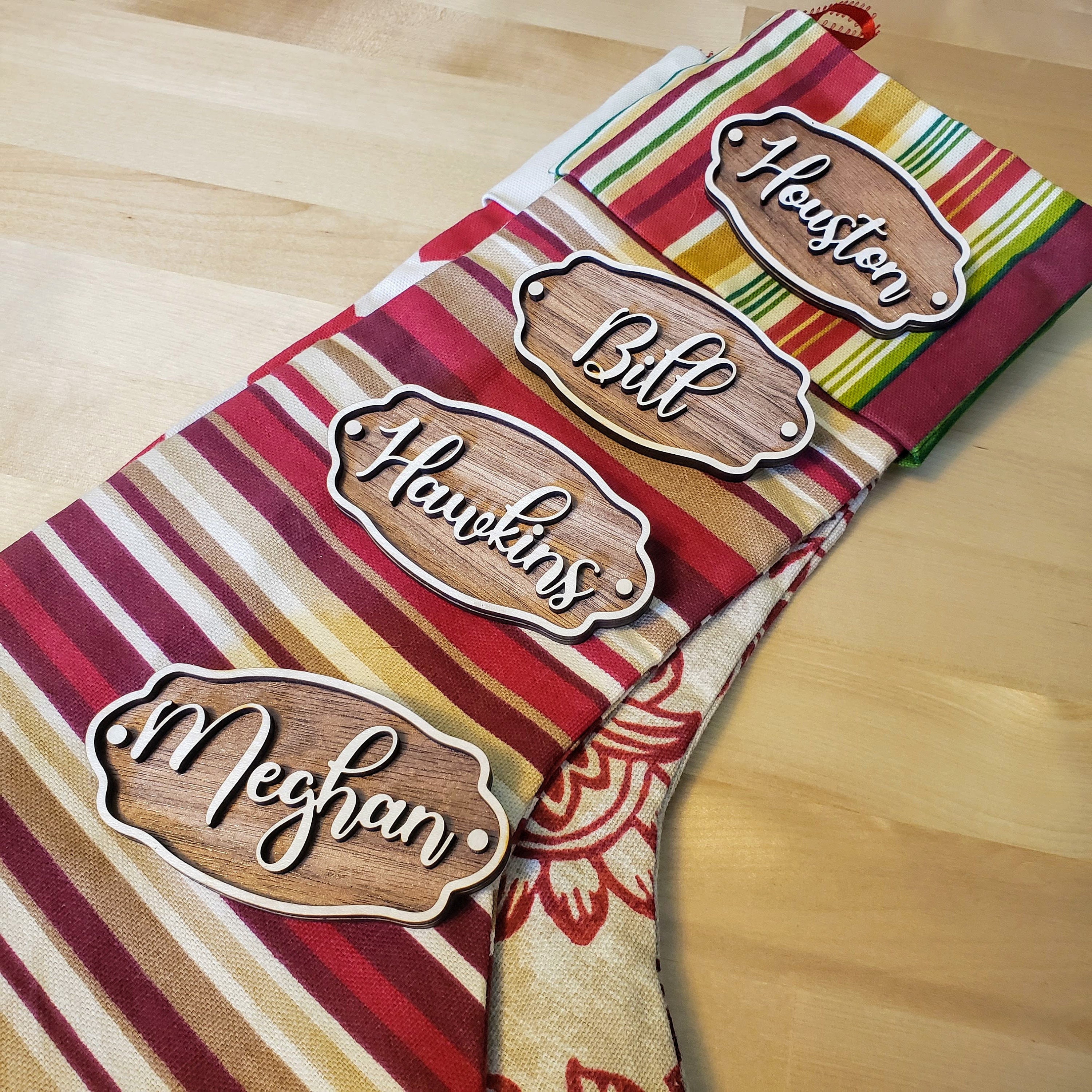 Personalized Stocking Tags - Pins - Custom Names - Etsy
