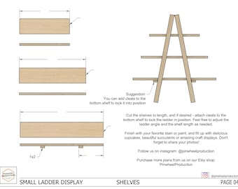 DIY Ladder Display Stand Build Plans Potted Plant Craft | Etsy