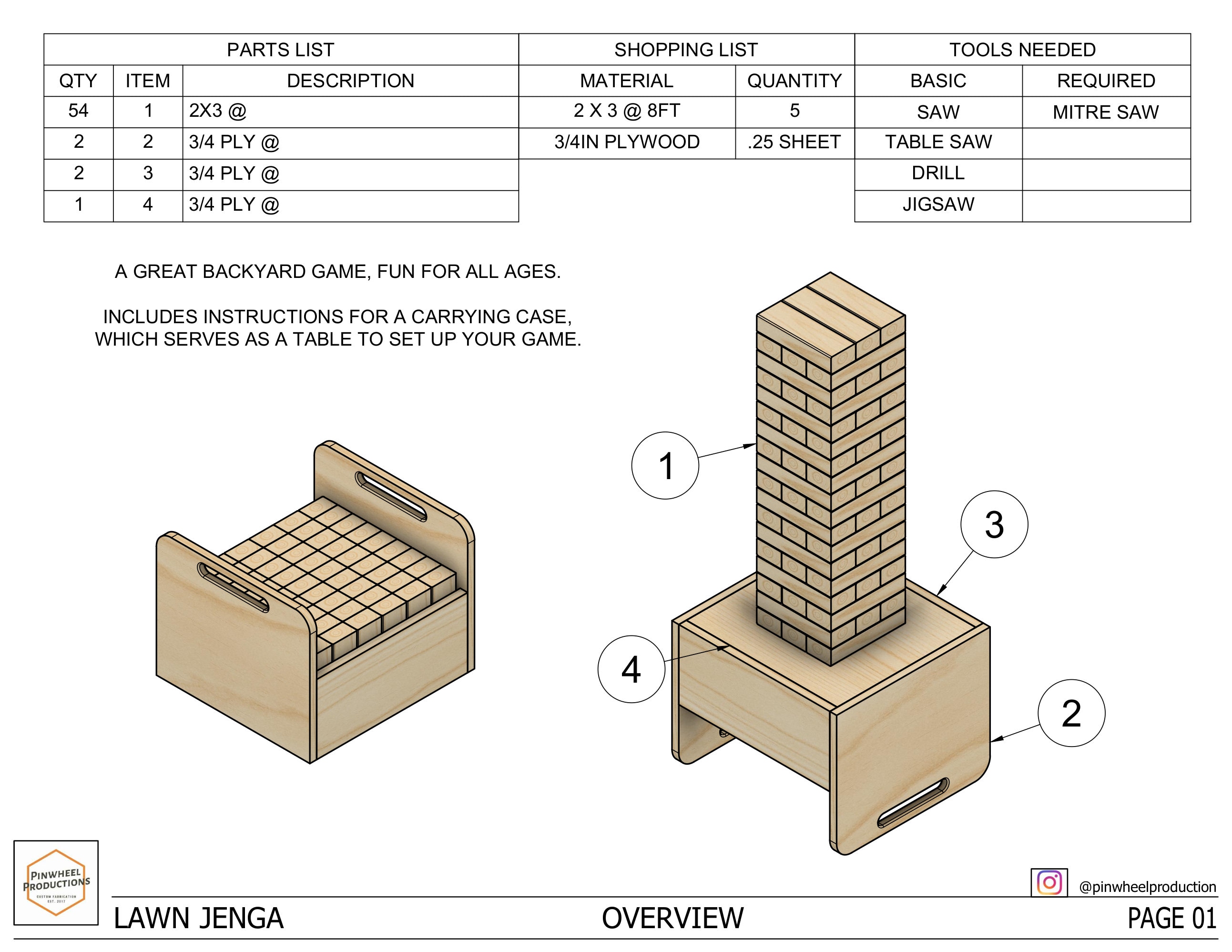 DIY Lawn Jenga Build Plans PDF Plans Yard Jenga | Etsy