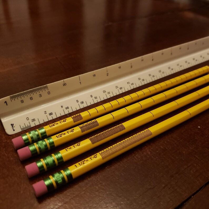 Scale Rule Laser Engraved Pencils 8 Different Scales Sets | Etsy