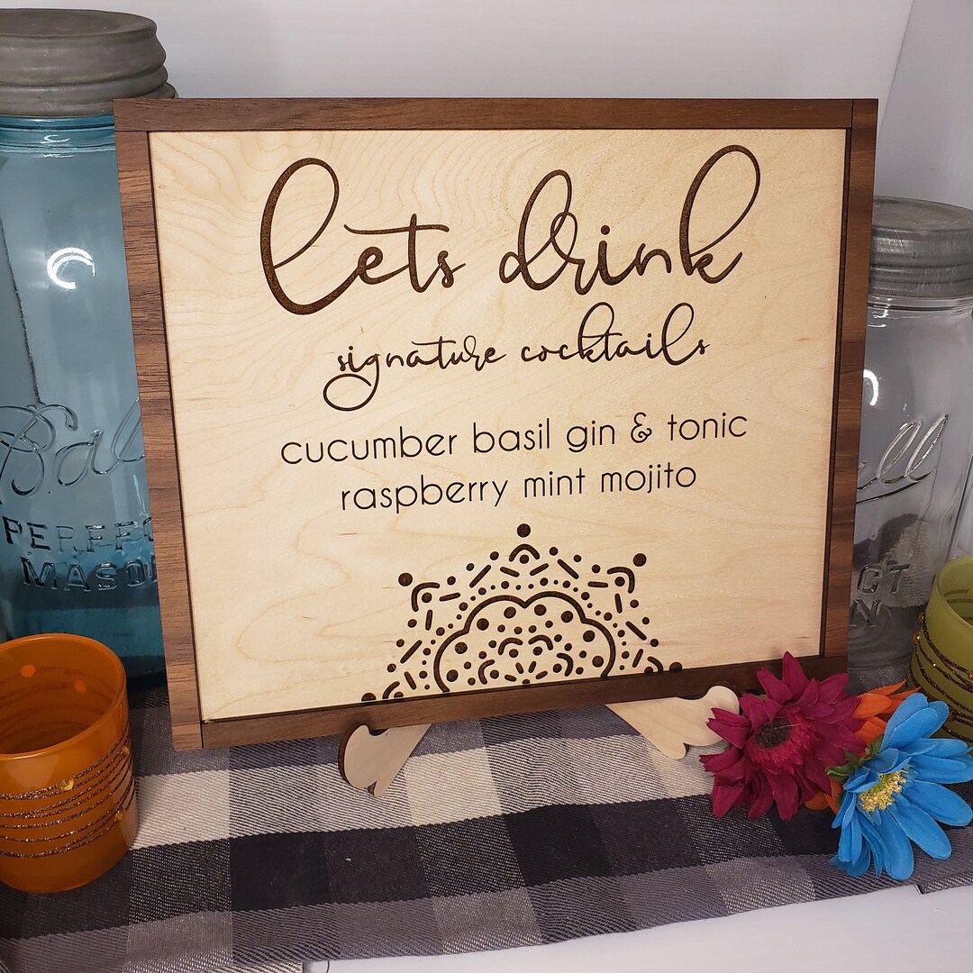 Signature Cocktails Wedding Sign - Bohemian Mandala - Etsy