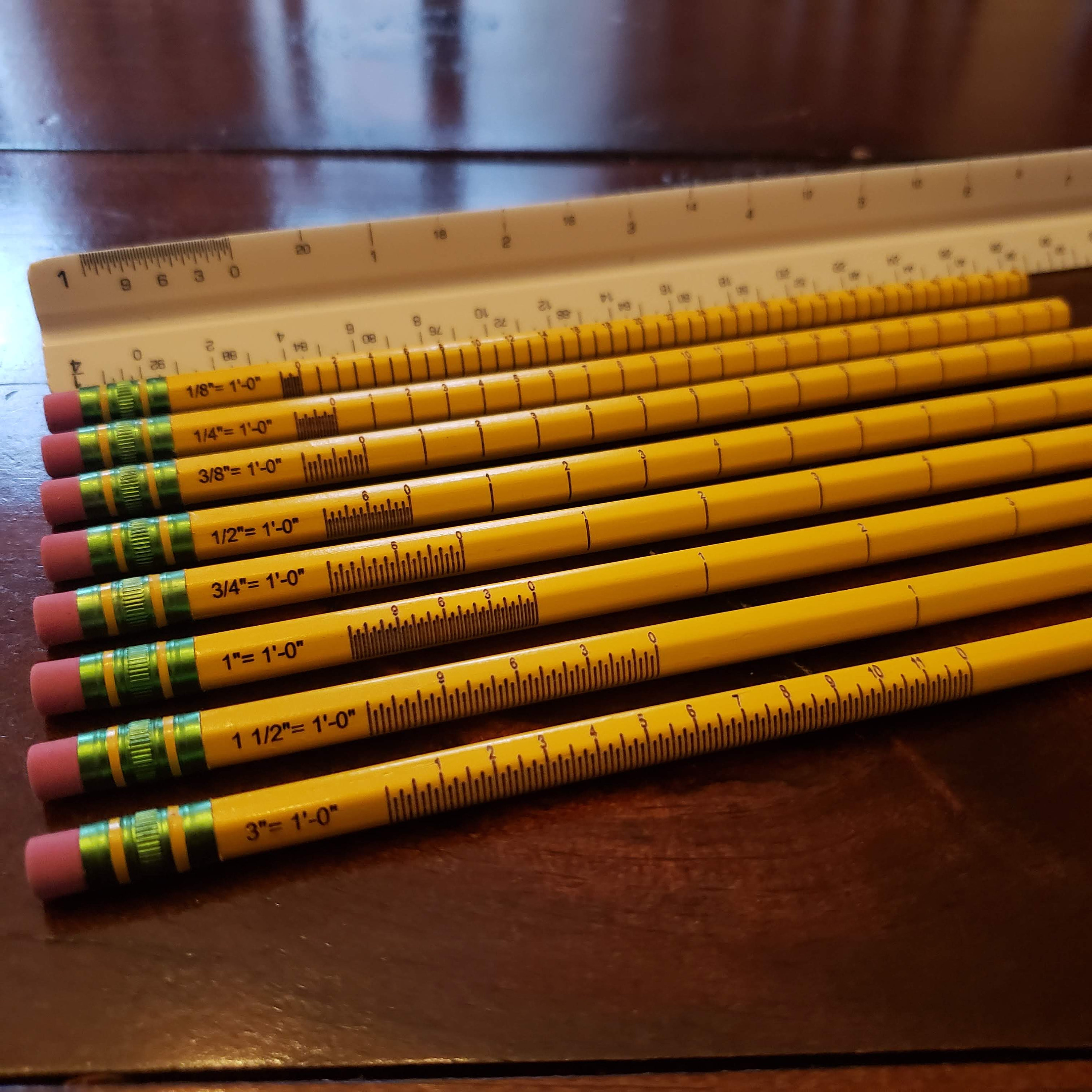 Scale Rule Laser Engraved Pencils 8 Different Scales Sets | Etsy