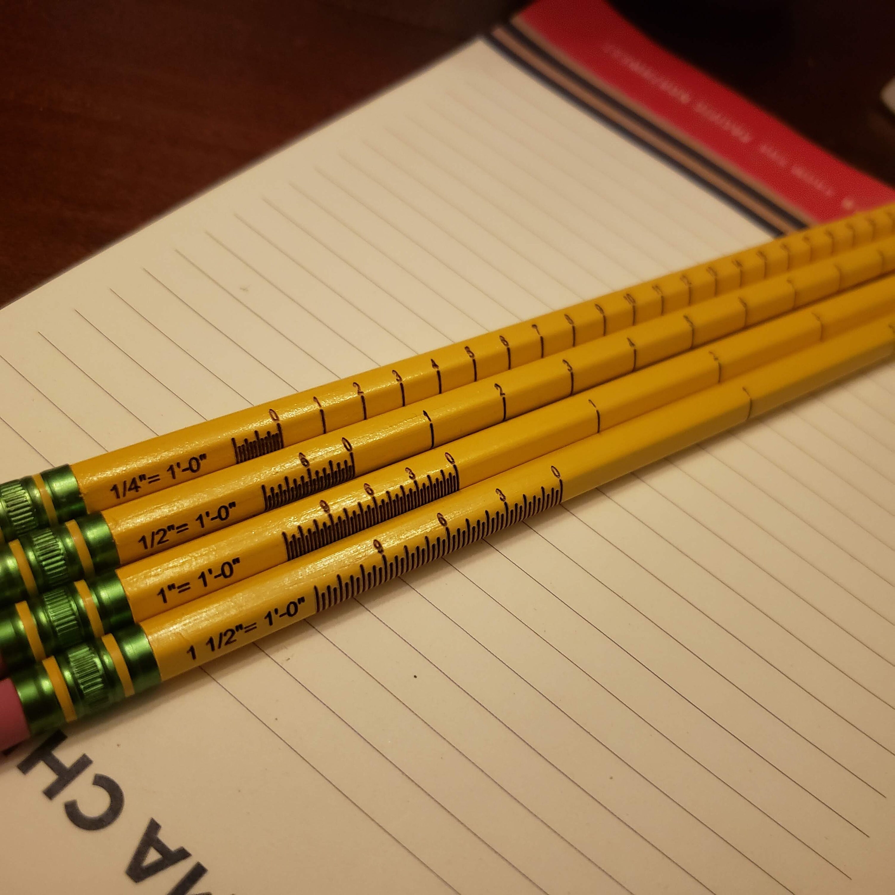 Scale Rule Laser Engraved Pencils 8 Different Scales Sets | Etsy