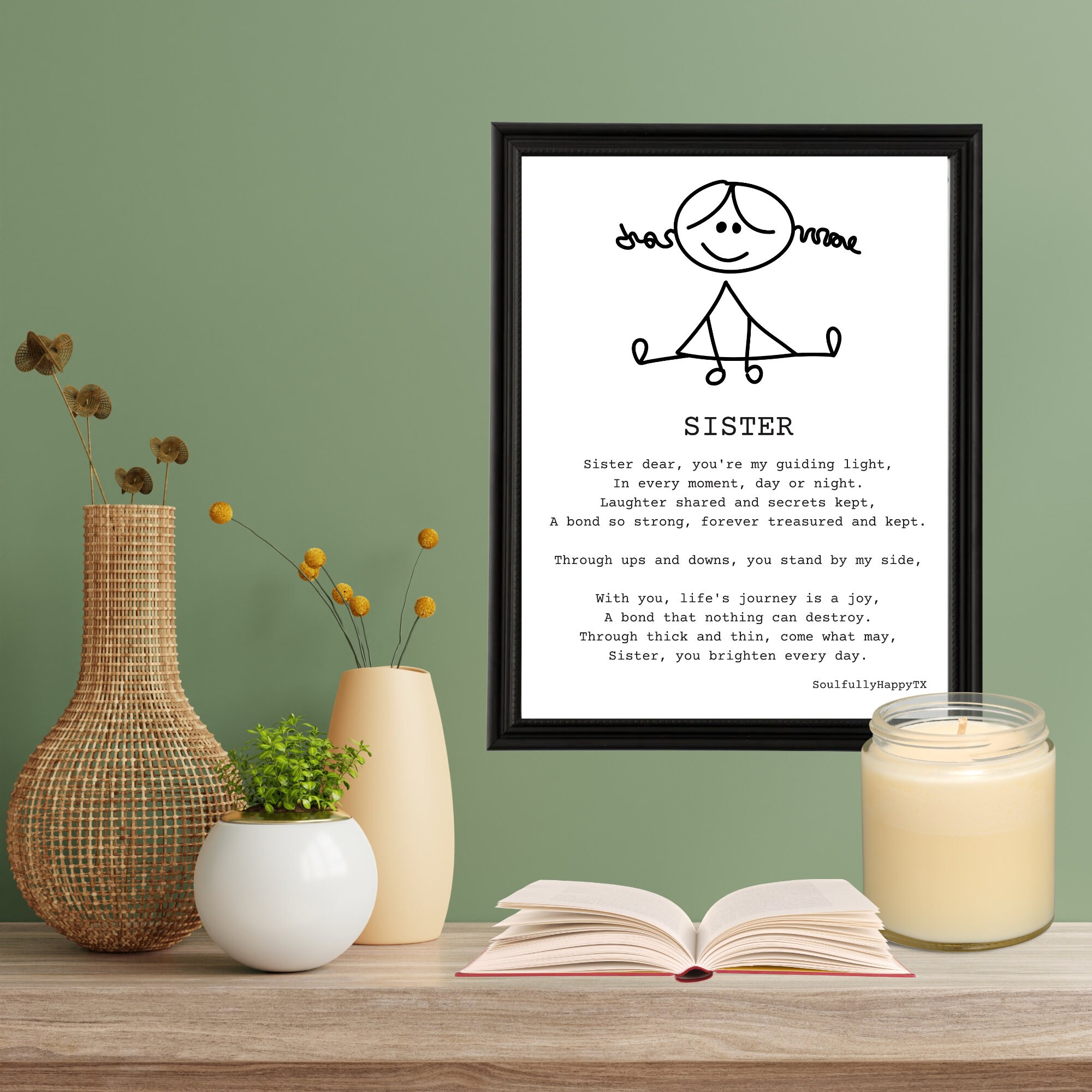Sister Poem, Sister Poem Print, Home Wall Decoration, Office Wall Art ...