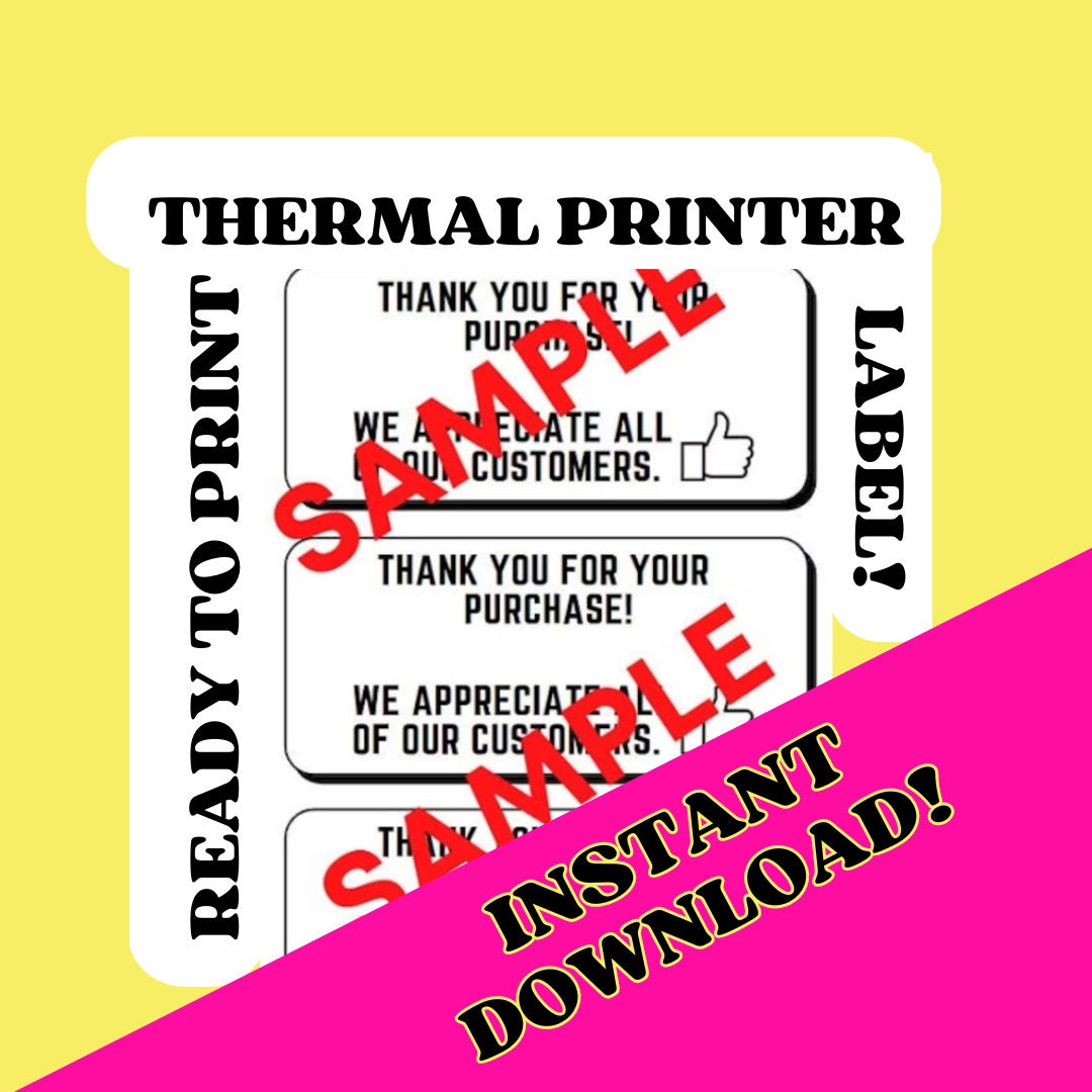 Ready to Print Label for Thermal Label Printers thank You - Etsy