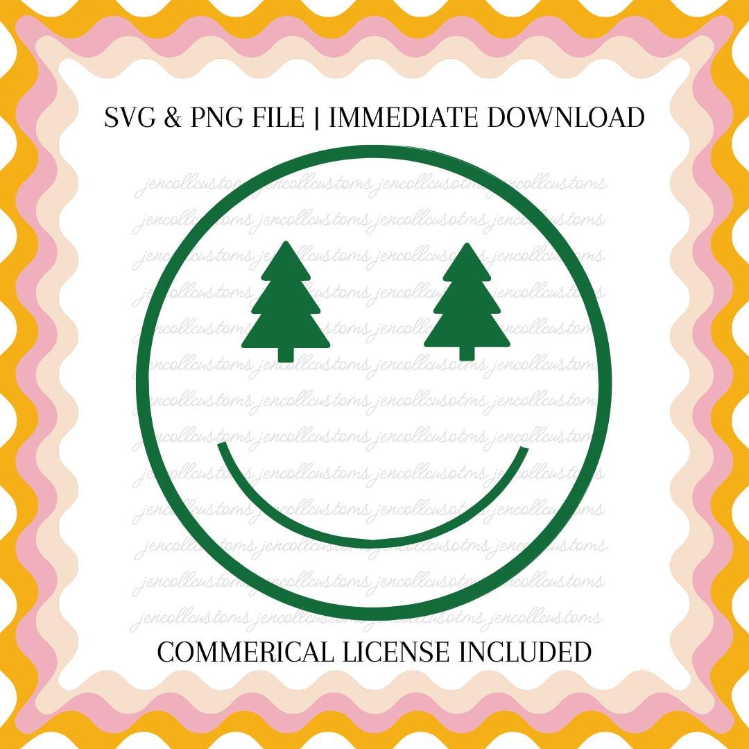 Smiley Face Christmas Svg Png, Smiley Face Christmas Tree Svg, Smiley ...