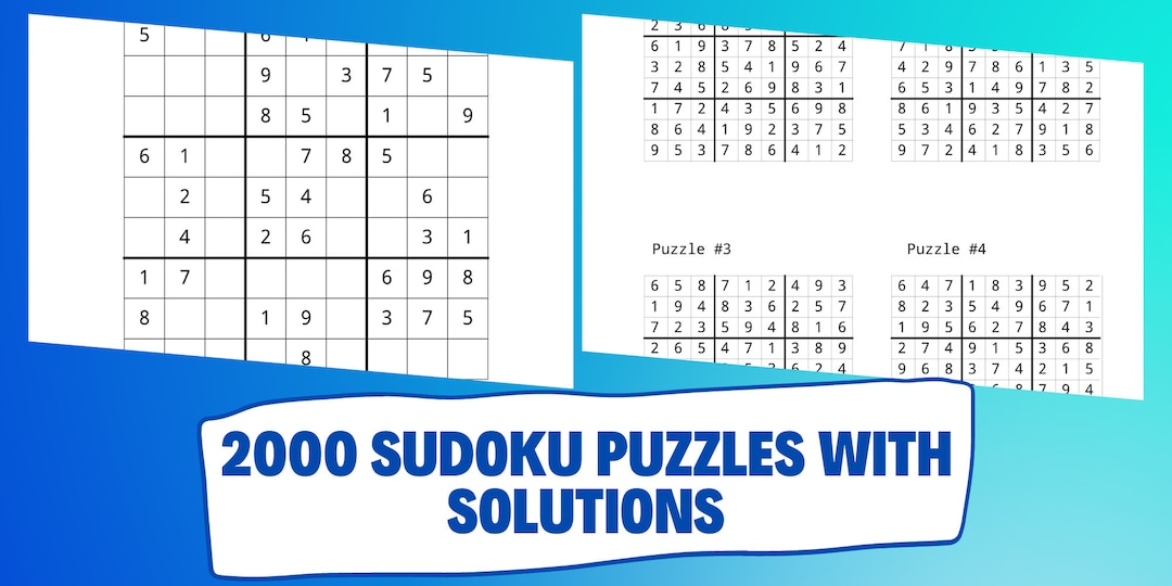 2,000 Sudoku Puzzles 9x9 Easy Level W-solutions Amazon KDP Book ...