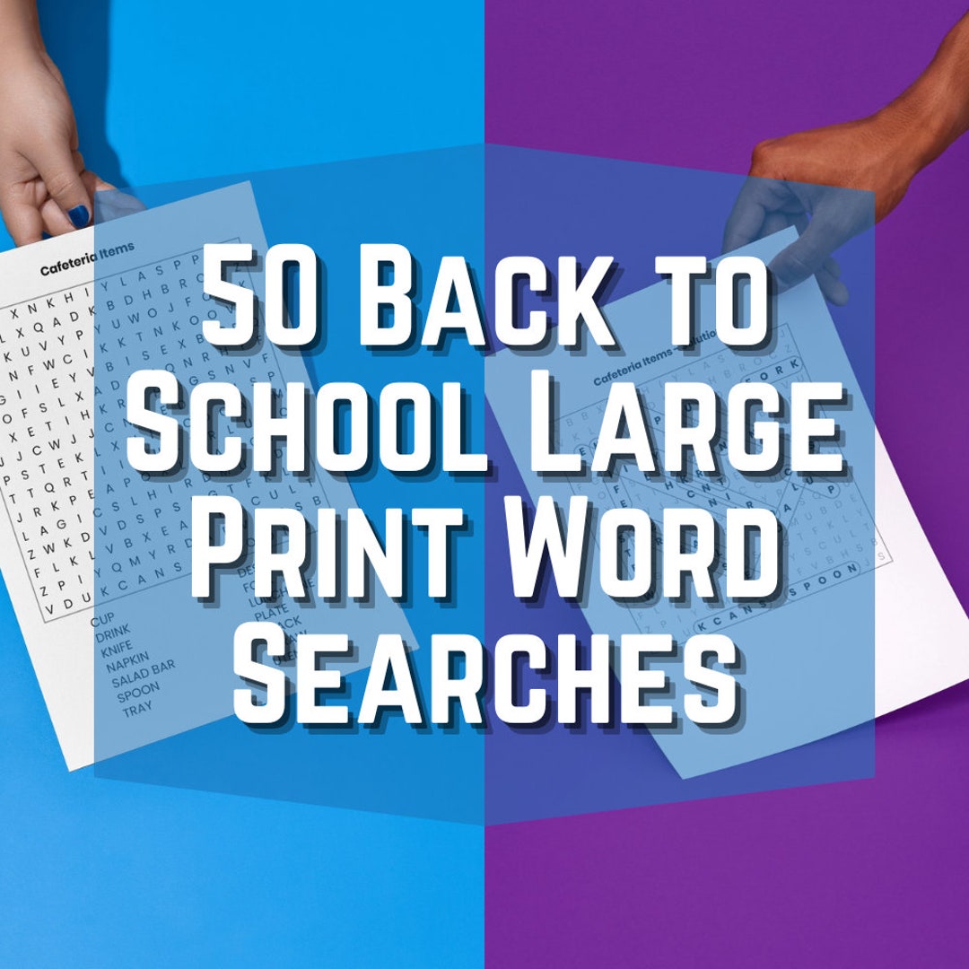 50 Back to School Large Print Word Searches With Solutions Printable ...