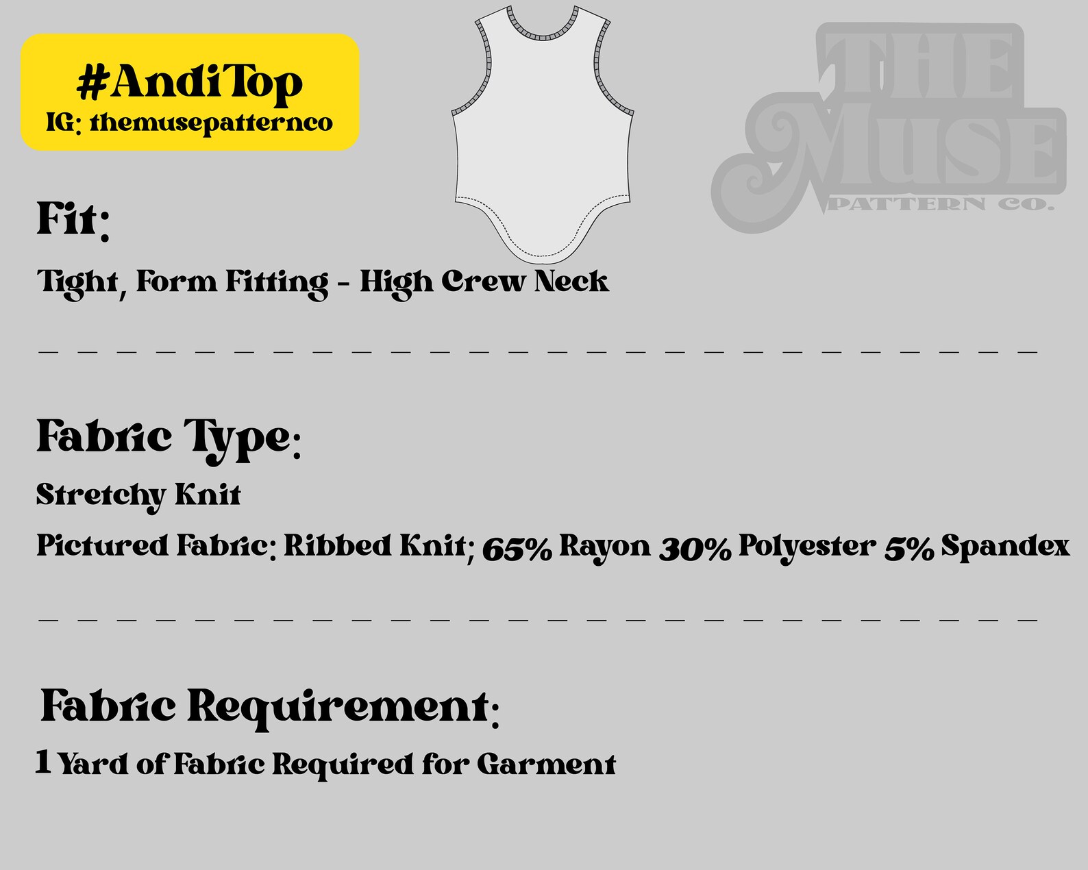 Andi Top // Tank Top Digital PDF Sewing Pattern // US Size XXS-2XL //instant Download ...