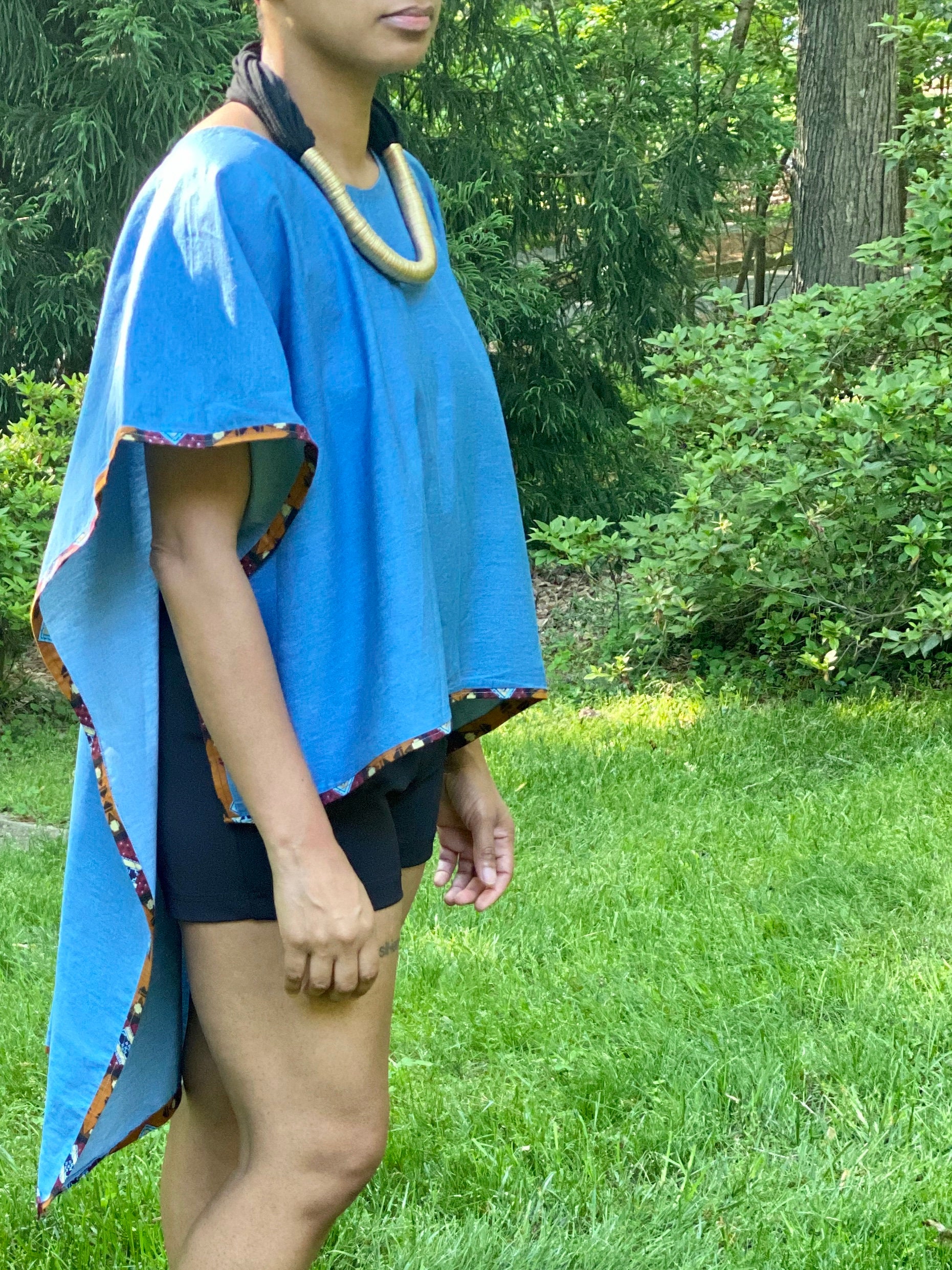 Kente Trim Linen Cape - Etsy