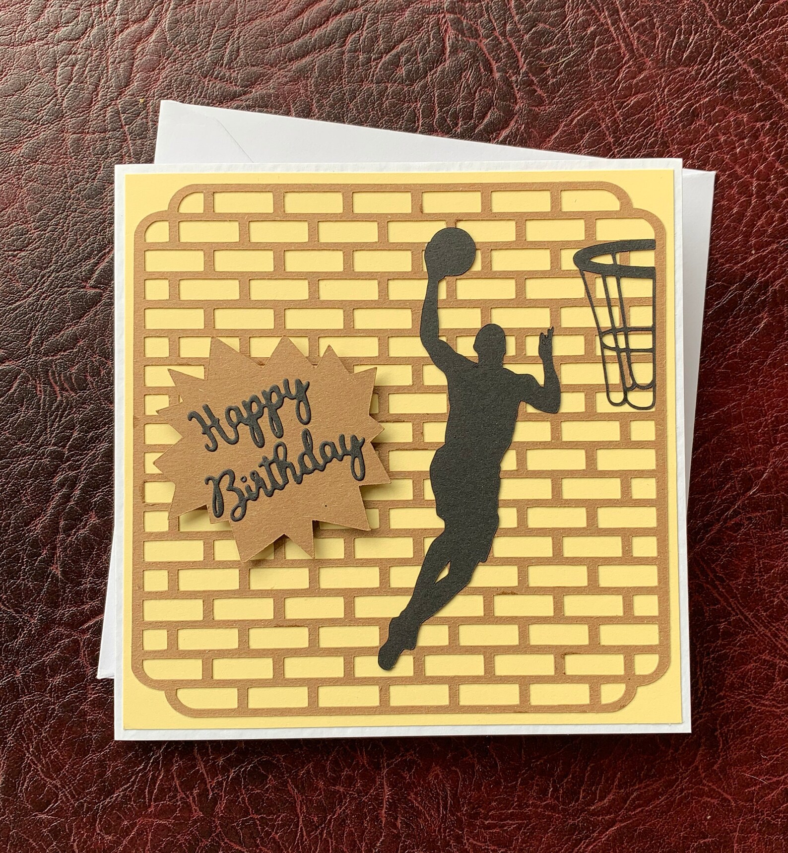 Birthday card handmade basketball hoops slam dunk playing | Etsy