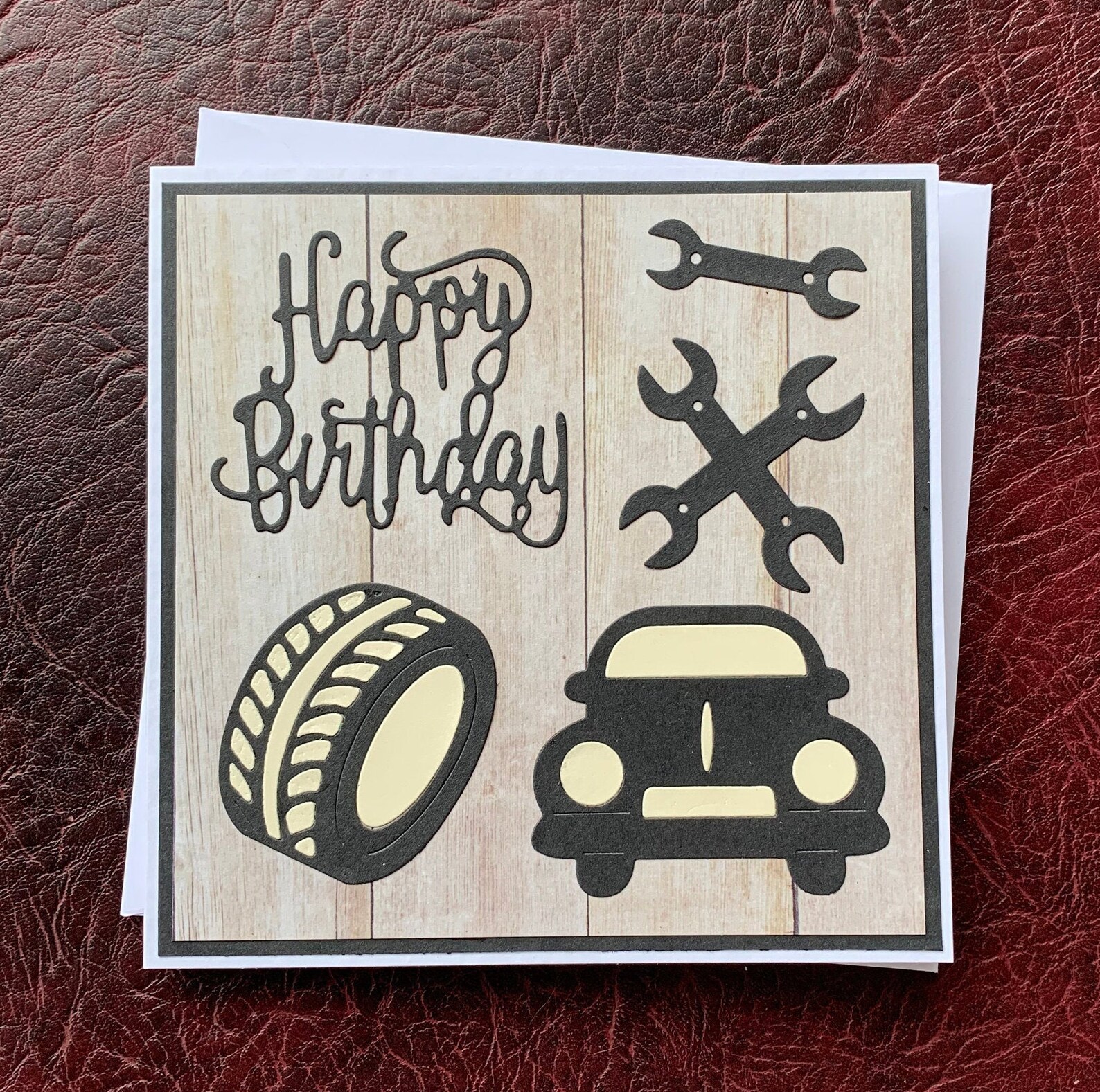Handmade birthday card cars mechanic drive wheel spanner | Etsy