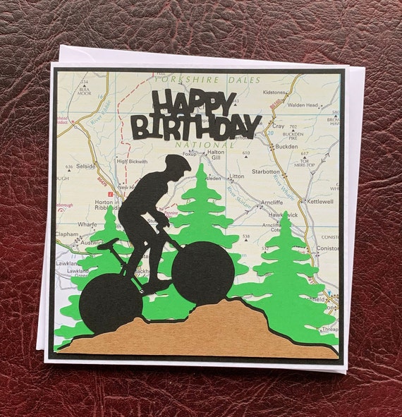 Birthday Card Handmade Bike Mountain Bike Happy off Road - Etsy UK