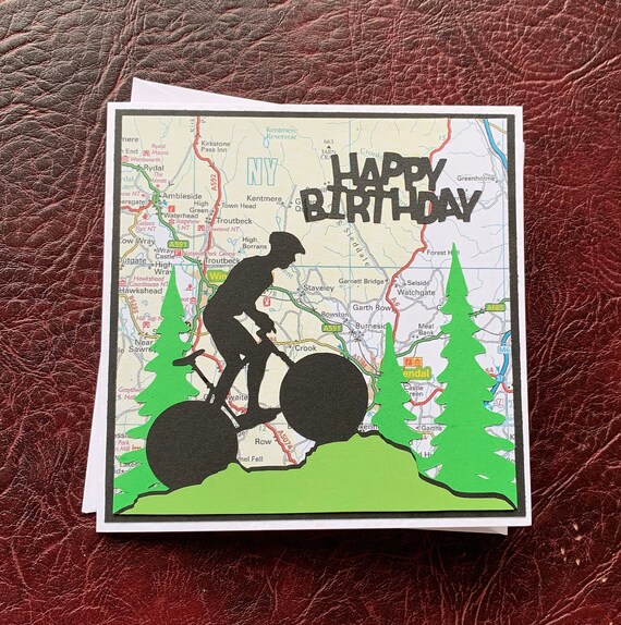 Birthday card handmade bike mountain bike happy off road | Etsy