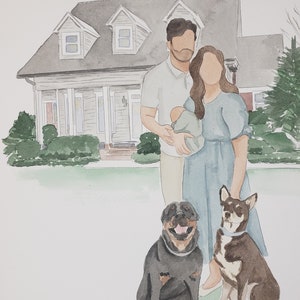 Custom Faceless Family Portrait | Hand-painted Watercolor Art ...