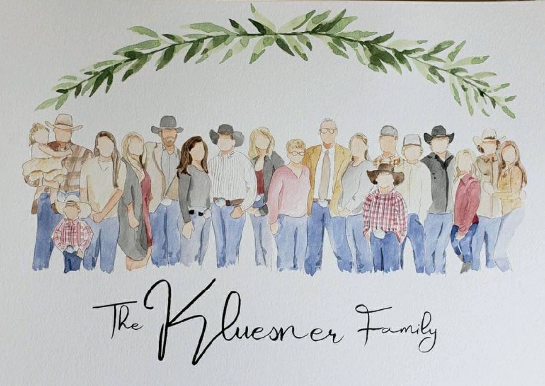 13+ People Faceless Family Portrait Custom Watercolor Painting - Etsy