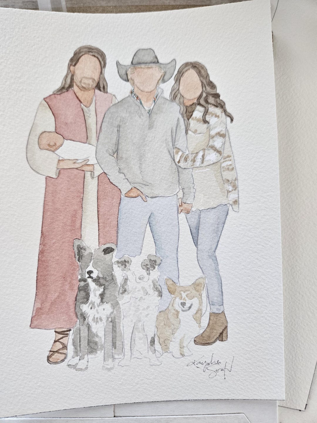 Custom Faceless Family Portrait | Hand-painted Watercolor Art ...