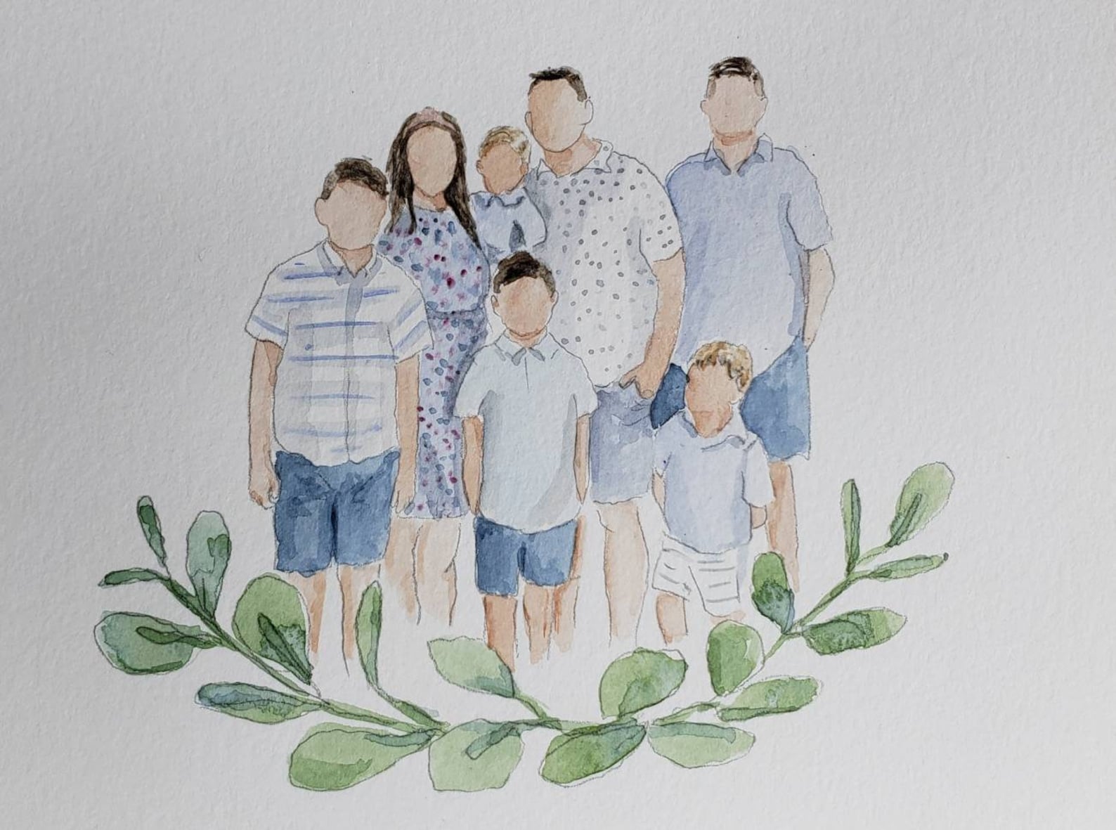 7 12 People Custom Watercolor Faceless Family Portrait | Etsy