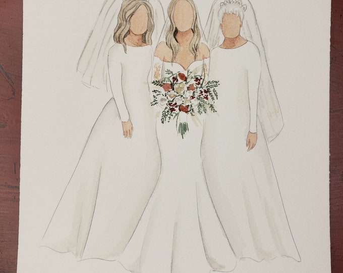 Mother of the Bride Illustration/ Mother of the Groom Illustration With ...