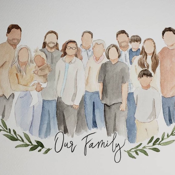 Watercolor Faceless Family Painting - Etsy
