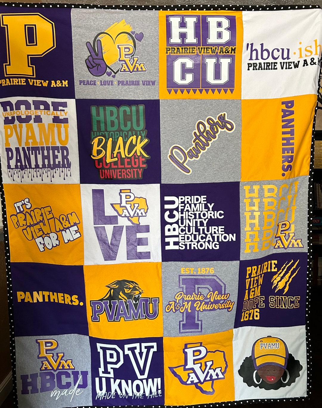 Prairie View University Tshirt Quilt, HBCU Stadium Blanket, Throw ...