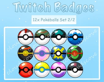 15x Pokeball Badges // Set for Twitch // Streamer Friendly // | Etsy