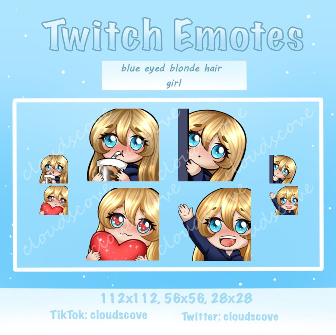 4x Blonde Hair Blue Eye Girl EMOTES / Cute / Love / Streamer / Twitch ...