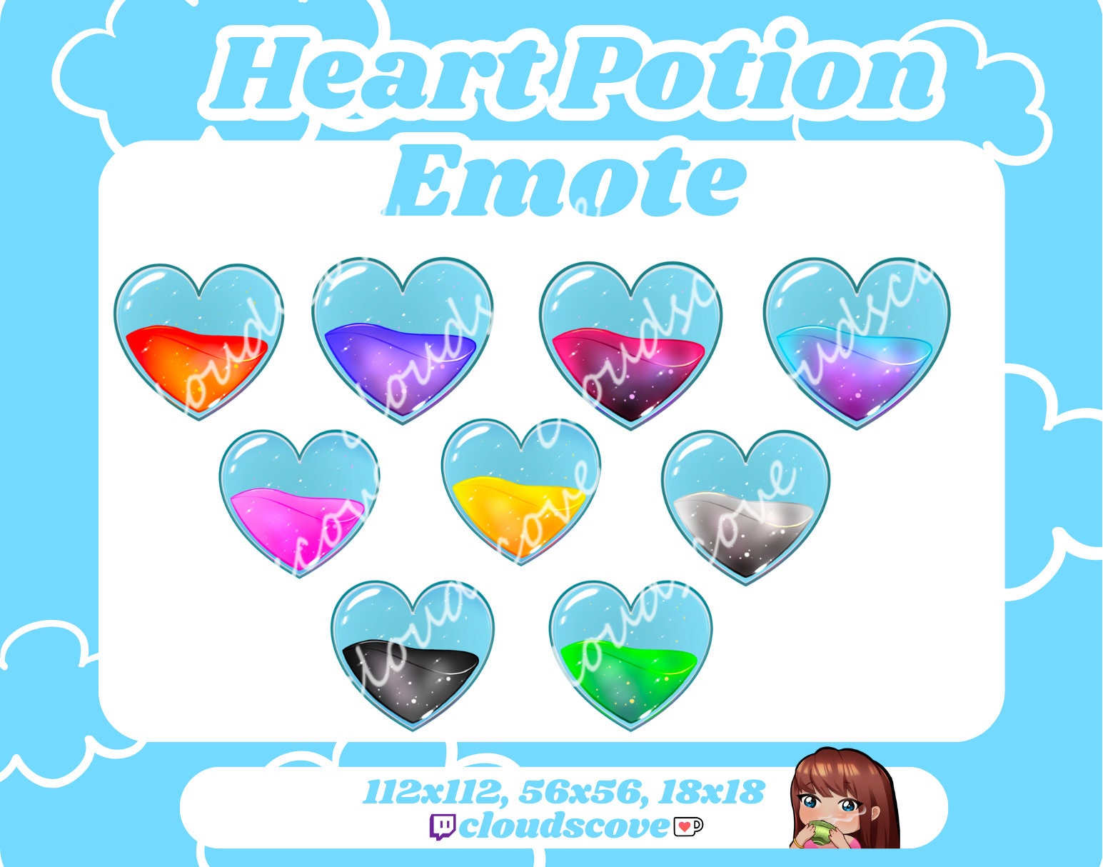 9x Heart Potion Emotes // Valentines // Cute // Streamer - Etsy